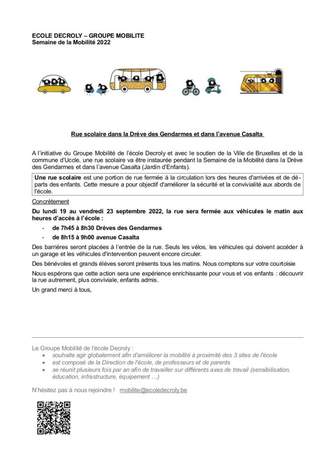 MOBILITE - ECOLE DECROLY